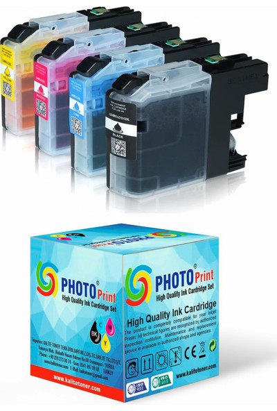 Photo Print MFC-J6710DW Brother Uyumlu LC-77XL LC1240-LC1280 4 Renk Muadil Kartuş Seti 1.200 Sayfa (Chipli) Photo Print MFC-J6710DW Brother Uyumlu LC-77XL LC1240-LC1280 4 Renk Muadil Kartuş Seti 1.200 Sayfa (Chipli)