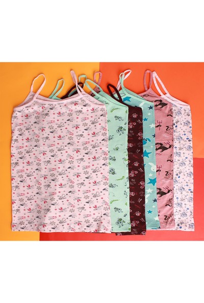 İlbaş Kız Çocuk Penye Desenli Ince Asklılı Atlet 6'li Paket İlbaş Kız Çocuk Penye Desenli Ince Asklılı Atlet 6'li Paket