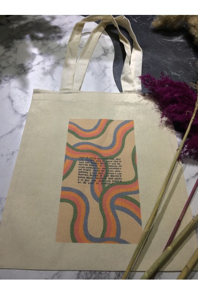 Yazı ve Desen Baskılı Bez Çanta