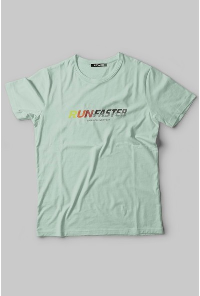 Erkek Run Faster Baskılı Pamuklu Oversize Tişört Yeşil SL53 Erkek Run Faster Baskılı Pamuklu Oversize Tişört Yeşil SL53