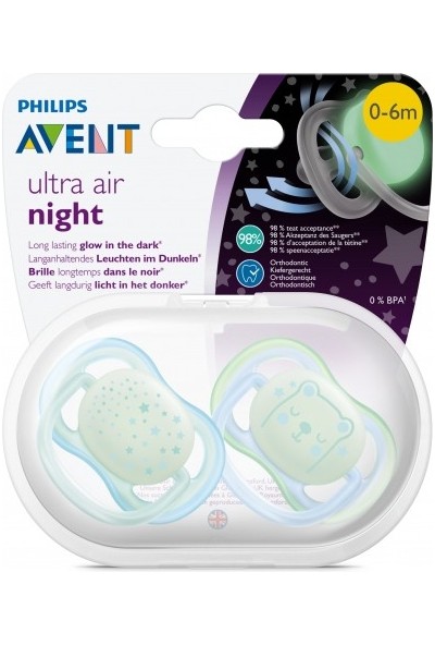 Philips Avent Ultra Air Night Karanlıkta Parlar Gece Emziği 0-6 Ay Erkek Philips Avent Ultra Air Night Karanlıkta Parlar Gece Emziği 0-6 Ay Erkek