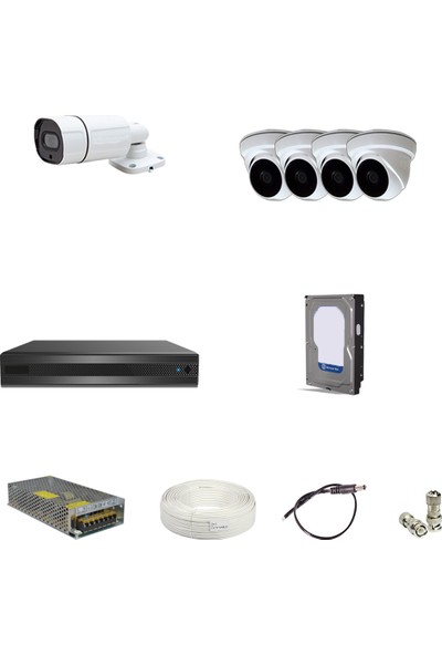 Ladvision Ahd 1080 5mp Lens 4 Adet Iç 1 Adet Dış Ortam Kamera 5'li Set Ladvision Ahd 1080 5mp Lens 4 Adet Iç 1 Adet Dış Ortam Kamera 5'li Set