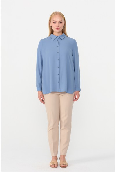 Nihan Büyük Beden Gömlek Indigo