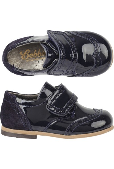 El Yapımı -Lacivert Rugan Cırtlı Erkek Ayakkabısı