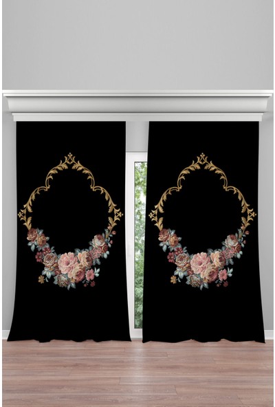 Ysa Home Siyah Zeminde Çiçek Desenli Dekoratif (Çift Kanat ) Fon Perde Ysa Home Siyah Zeminde Çiçek Desenli Dekoratif (Çift Kanat ) Fon Perde
