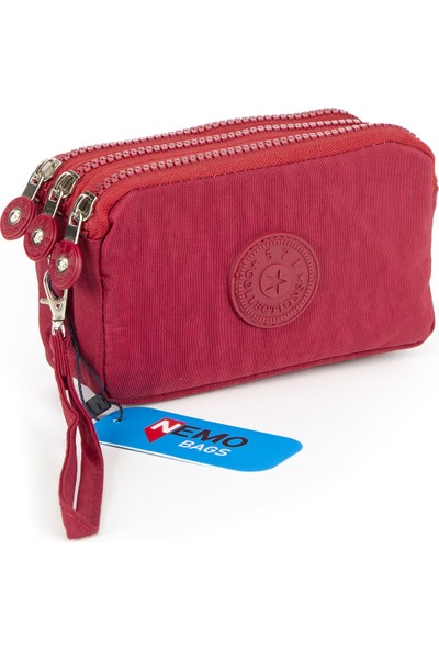 Nemo Bags Unisex Lacivert Cüzdan 3 Gözlü Bileklikli 17X10 cm Klinkır Su Geçirmez