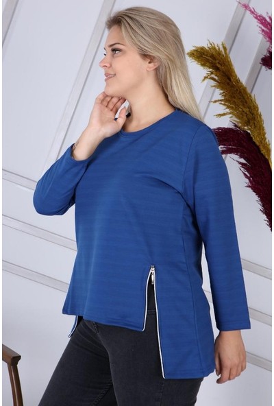 ViolettaXL Kadın Taş Rengi Büyük Beden Degaje Yaka Likralı Kaşkorse Viskon Bluz