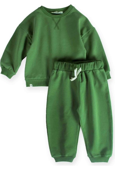 Cigit Basıc Karyoka Detaylı Sweatshirt Takım 3-8 Yaş Yağ Yeşili Cigit Basıc Karyoka Detaylı Sweatshirt Takım 3-8 Yaş Yağ Yeşili