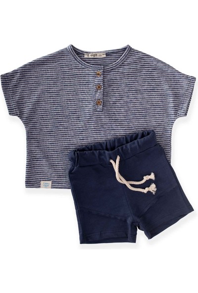 Cigit Çizgili T-Shırt Kaprili Takım 1-7 Yaş Mavi Melanj Cigit Çizgili T-Shırt Kaprili Takım 1-7 Yaş Mavi Melanj