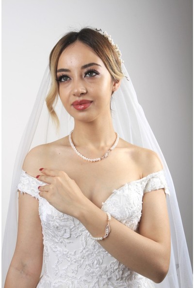 BIRINCI1926 14 Ayar Rose Altın Kadın Yaprak Taşlı Incikolye Bileklik Ikili Set BIRINCI1926 14 Ayar Rose Altın Kadın Yaprak Taşlı Incikolye Bileklik Ikili Set