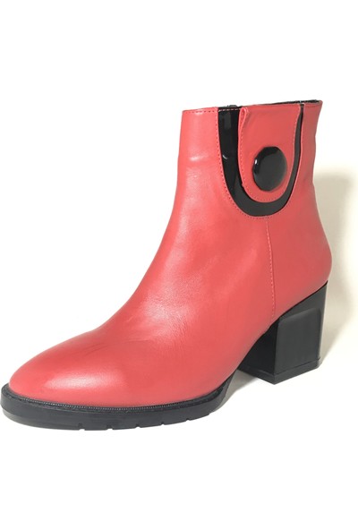 İzland Shoes Kadın Kırmızı ve Siyah Şık Düğmeli Fermuarlı Bot İzland Shoes Kadın Kırmızı ve Siyah Şık Düğmeli Fermuarlı Bot