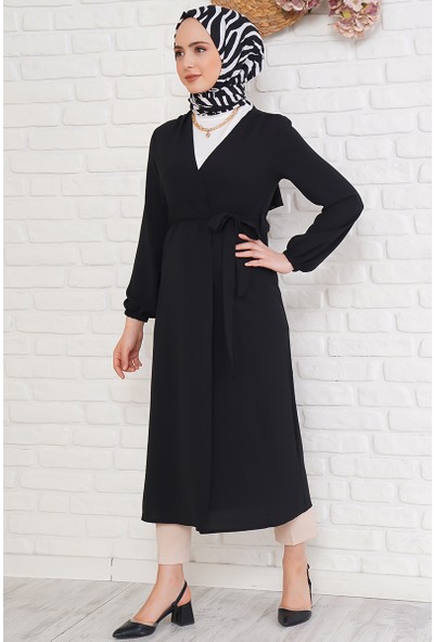 Matizen Kuşaklı Detaylı Giy Çık Kimono/kap Ayrobin Kumaş