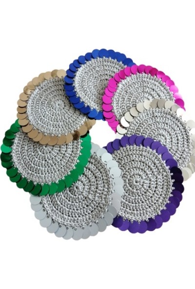Gobo Handmade El Örmesi 6 Adet Bardak Altlığı 16 cm Renkli Veya Tek Renk
