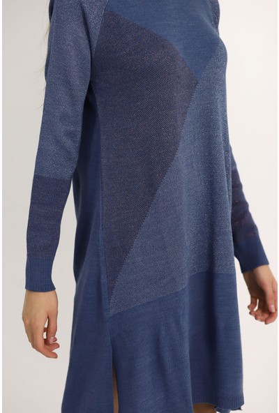 Gabria Indigo Simli Renk Bloklu Tunik Gabria Indigo Simli Renk Bloklu Tunik