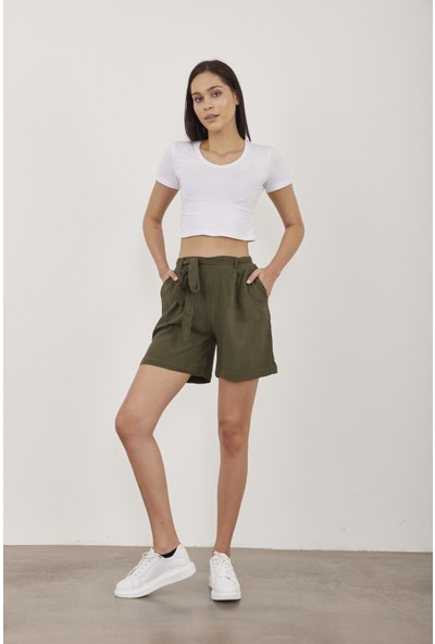 Çetinkaya Fithit 7035 Kadın Viskon Haki Sort Çetinkaya Fithit 7035 Kadın Viskon Haki Sort