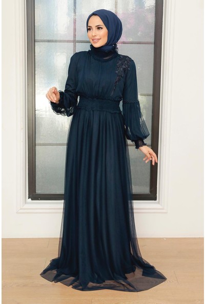 Neva Style Tesettürlü Abiye Elbise Dantel Detaylı Lacivert Tesettür Abiye Elbise 56520L Neva Style Tesettürlü Abiye Elbise Dantel Detaylı Lacivert Tesettür Abiye Elbise 56520L