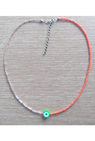 Boncuk Turuncu Kum Boncuk Kolye