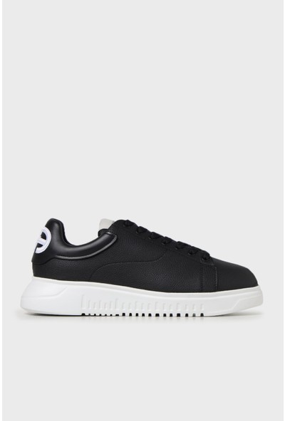 Emporio Armani Logolu Hakiki Deri Sneaker Ayakkabı Erkek Ayakkabı X4X264 XN190 K001
