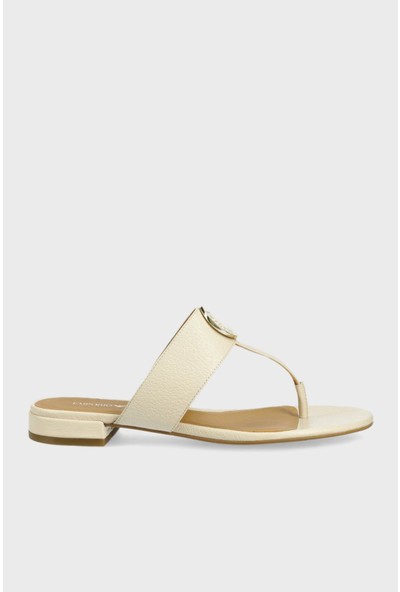 Emporio Armani Hakiki Deri Parmak Arası Terlik Bayan Terlik X3Q078 XF636 00159
