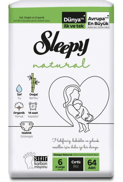 Sleepy Natural 4 Lü Jumbo Bebek Bezi Xl 6 Numara 64 Adet Sleepy Natural 4 Lü Jumbo Bebek Bezi Xl 6 Numara 64 Adet