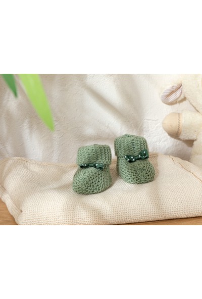 English Home Soft Triko Fiyonklu Bebe Çorap 6-12 Ay Yeşil