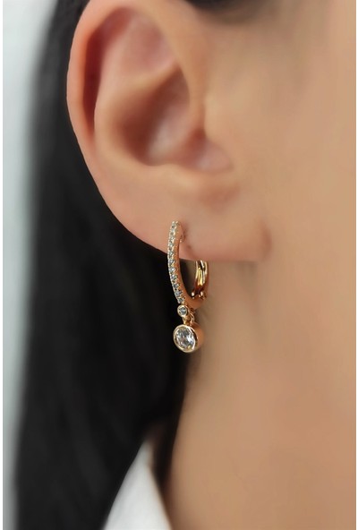 ÇLK Accessories Tek Taş Oval Küpe TRKÜPE34653