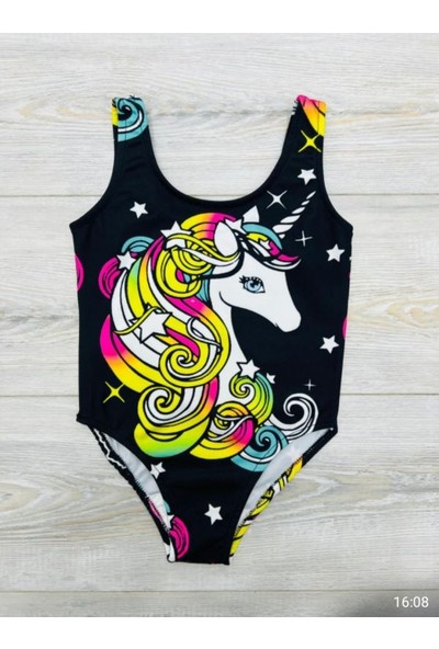 Podium Giyim Yeni Sezon Hızlı Kuruyan Unicorn Baskılı Kız Çocuk Siyah Mayo Podium Giyim Yeni Sezon Hızlı Kuruyan Unicorn Baskılı Kız Çocuk Siyah Mayo