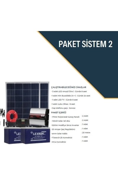 Mini Bağ Güneş Enerjisi Evi Solar Paketi 1200W Inverter 170W Mini Bağ Güneş Enerjisi Evi Solar Paketi 1200W Inverter 170W
