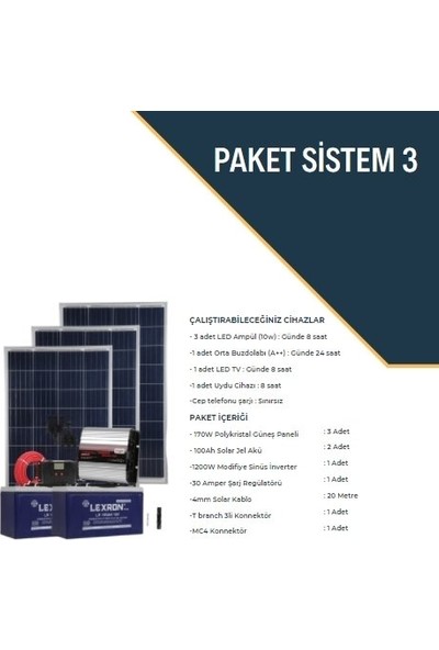 Mini Bağ Evi Güneş Enerjisi Solar Paketi 1200W Inverter 170W Mini Bağ Evi Güneş Enerjisi Solar Paketi 1200W Inverter 170W