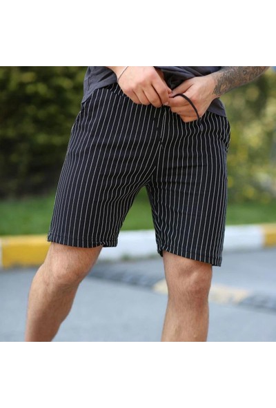 Aware Time Erkek Çizgili Regular Fit Bermuda Şort