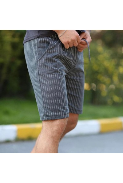 Aware Time Erkek Çizgili Regular Fit Bermuda Şort