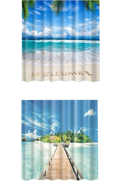 2 Parça Deniz Manzara Tasarım Duş Perdesi Kanca ile Set Banyo Dekor (Yurt Dışından) 2 Parça Deniz Manzara Tasarım Duş Perdesi Kanca ile Set Banyo Dekor (Yurt Dışından)