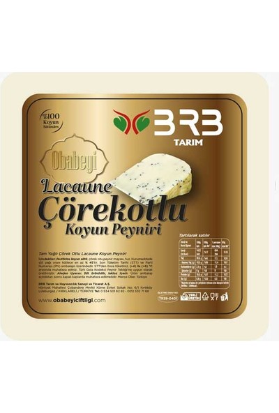 Brb Tarım Obabeyi Tam Yağlı %100 Lacaune Çörek Otlu Koyun Peyniri 500 gr Brb Tarım Obabeyi Tam Yağlı %100 Lacaune Çörek Otlu Koyun Peyniri 500 gr