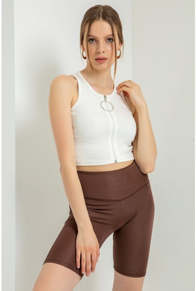 Parlak Şort Tayt-Taba