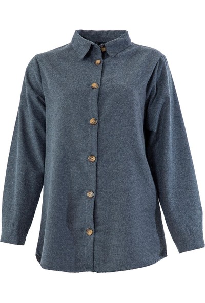 Foremia Düğmeli Salaş Gömlek-Koyu Mavi Foremia Düğmeli Salaş Gömlek-Koyu Mavi