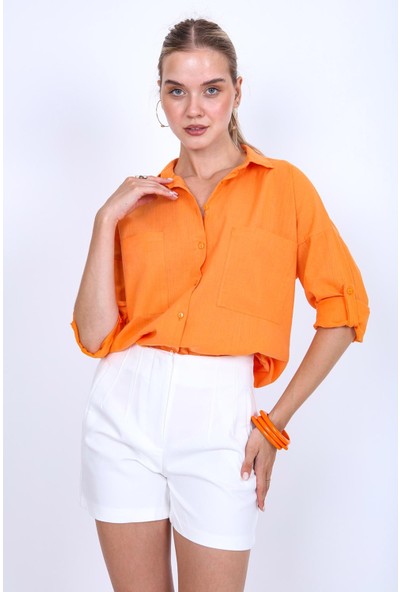 Vitrin Basic Oversize Önden Cepli Gömlek