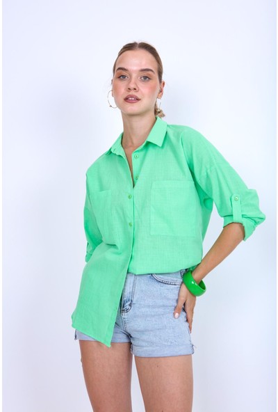 Vitrin Basic Oversize Önden Cepli Gömlek