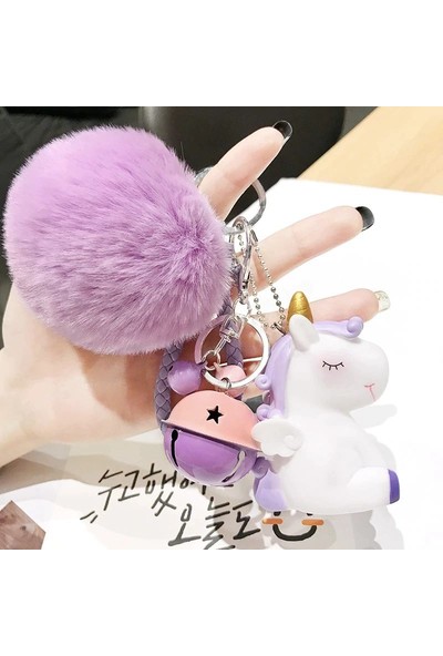 Ponponlu Unicorn Anahtarlık Süsü