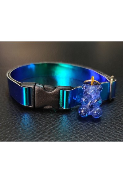 Caxbern Ayarlanabilir Mavi Simli Jelibon Ayıcık Mavi Hologram Kumaş Kedi ve Küçük Irk Köpek Tasması Caxbern Ayarlanabilir Mavi Simli Jelibon Ayıcık Mavi Hologram Kumaş Kedi ve Küçük Irk Köpek Tasması