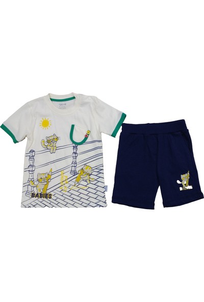 Fiyonk Erkek Bebek Şortlu Penye Takım %100 Pamuk