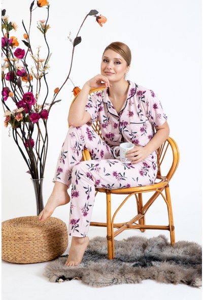 Tampap Kadın Gömlek Yaka Pijama Takımı Desenli Tampap Tampap Kadın Gömlek Yaka Pijama Takımı Desenli Tampap