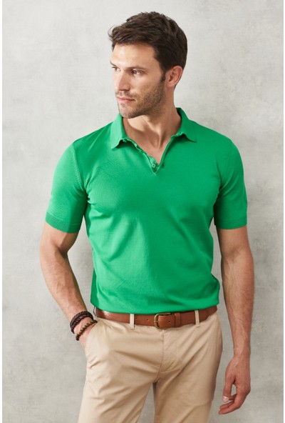 Altınyıldız Classics Standart Fit Düz Polo Yaka Kısa Kollu Triko Tişört