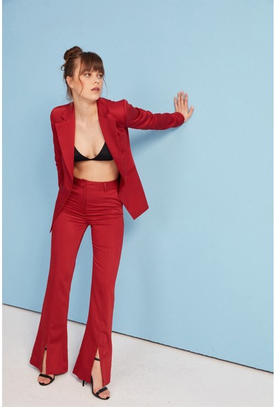 Basic Blazer Ikili Takım Kırmızı