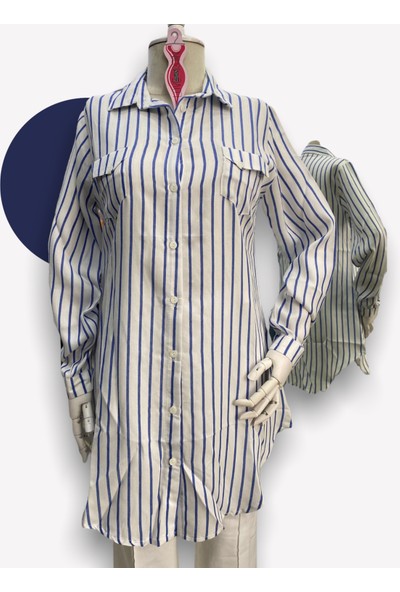 Lrf Çizgili Tunik Gömlek Xl - Mavi