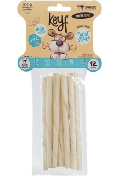 Keyf Twist Stick Beyaz Burgu Kemik 12LI Keyf Twist Stick Beyaz Burgu Kemik 12LI
