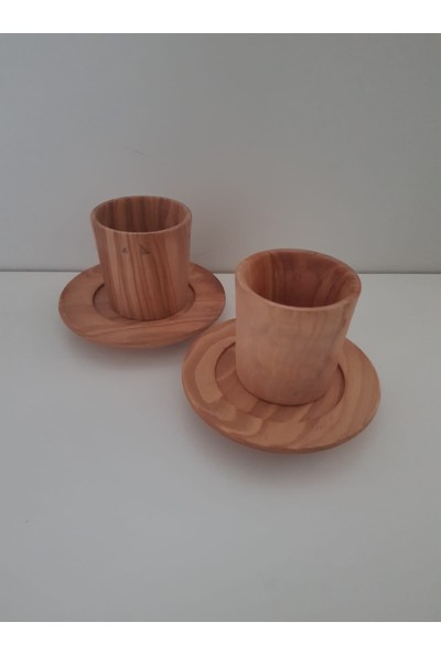 Kahve Fincan Seti 2'li Zeytin Ağacından 4 Parça