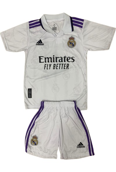 Real Madrid 2023 Benzema Beyaz Çocuk Şortlu Takım Forması Real Madrid 2023 Benzema Beyaz Çocuk Şortlu Takım Forması
