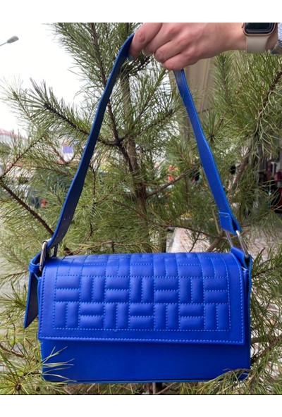 Çiğdem Suni Deri Kutu Çanta Mavi