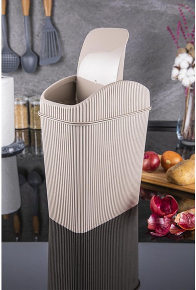 Doreline Liam 6 Lt. Midi Çöp Kovası, Mutfak, Banyo, Bej Midi Çöp Kutusu