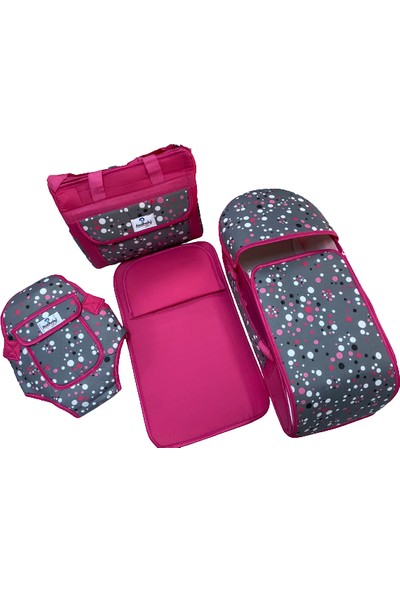 İbiza Avm Anne Bebek 4 Lü Taşıma Seti Puantiyeli Kanguru Portbebe Çanta Alt Açma İbiza Avm Anne Bebek 4 Lü Taşıma Seti Puantiyeli Kanguru Portbebe Çanta Alt Açma